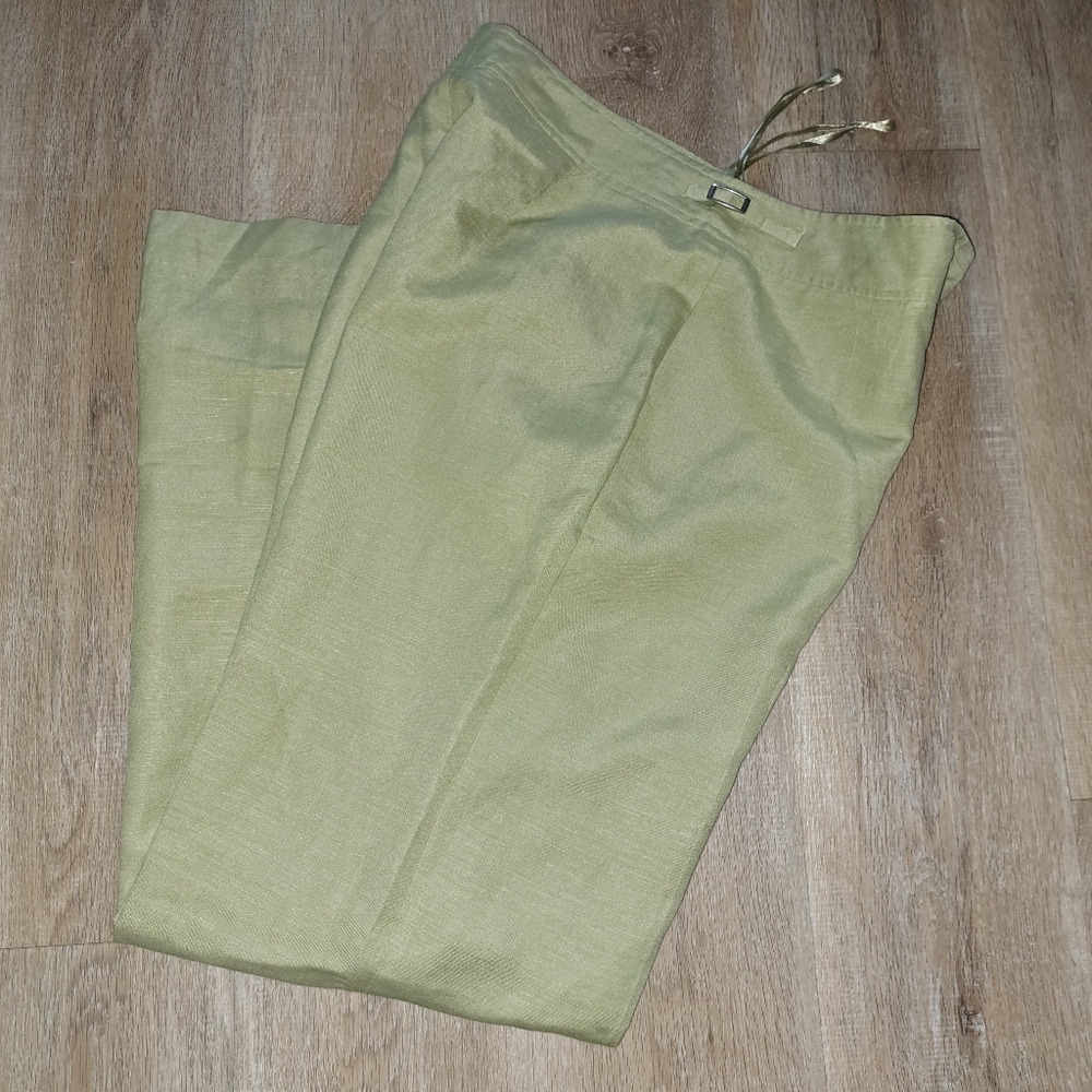 Mercer & Madison Linen Rayon Lined Lime Green Pants V… - Gem